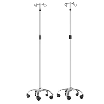 Konmee Portable Rolling IV Pole IV Stand 2 Hook 5 Legs with Adjustable Height Display Stand Rack ...