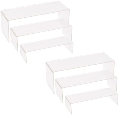 6 Pcs Acrylic Display Risers, 3 Sizes Clear Display Stands, Transparent ...