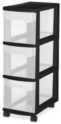 Amazon.com: Sterilite 3 Drawer Narrow Black Cart : Office Products