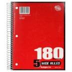 Norcom Basic 5 Subject Notebook, Wide Ruled 180CT (Pack of 12): Amazon ...