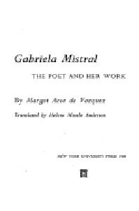 Gabriela Mistral: The Poet and Her Work: Arce de Vazquez, Margot ...