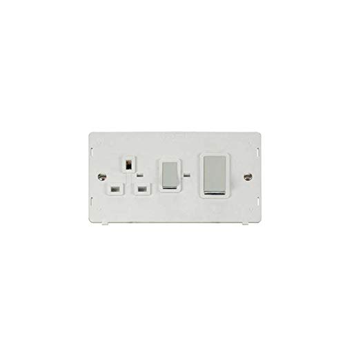 Click Scolmore SIN504PWCH Cooker Switch 45A & Socket White/Chrome ...