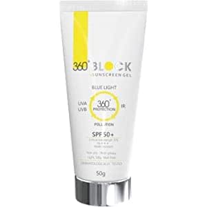 360 Block Sunscreen Gel Blue Light SPF 50+ Water Resistant, Non oily ...