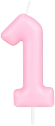 Amazon.com: Hongplus Macaron Pink Number 1 Candle, First Birthday ...