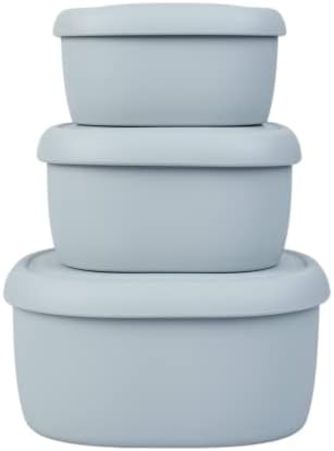 BLUE GINKGO Nesting Silicone Containers - Set of 3 Hard-Shell Silicone ...