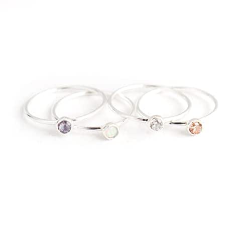 Amazon.com: birthstone ring. ONE stackable birthstone gemstone ring ...