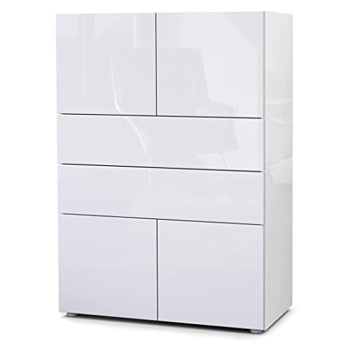 Spannende Kommode Wei Hochglanz 100 Cm Breit Bild