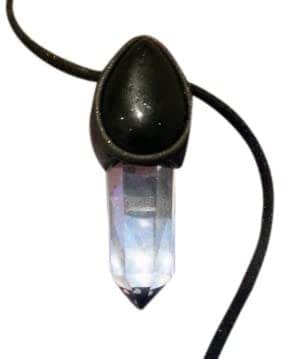Amazon.com: Nightfall. Black Obsidian Necklace Pendant. Clear Quartz ...