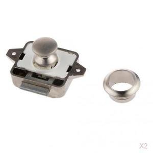 2x Keyless Push Button Cabinet Door Drawer Cupboard Latch Lock for ...