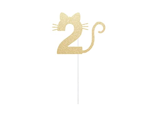 Amazon.com: Second Birthday Cake Topper Cat 2 Kitty Sign Centerpiece ...
