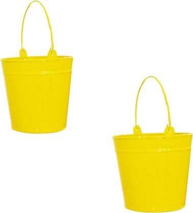 Ascent homes Pail Bucket Galvanized Metal Hanging Planter (Yellow ...