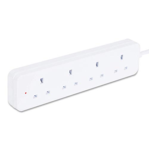 TISDLIP 4 Way Extension Lead 9.84FT/3M White Electric Tracking Socket ...