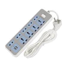 Power Strip Extension Board with 6 Sockets and 2 USB Ports, 2 Metre ...