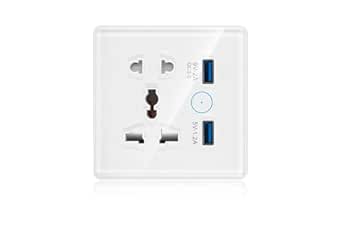 Matter Smart Wall Outlet（5 Hole+ 2 USB Works with Homekit& Alexa,App ...