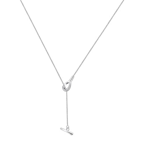 Amazon.com: Sterling Silver Lariat Necklace Adjustable Slip Chain ...
