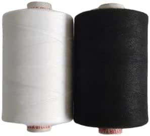 Amazon.com: Black and White Sewing Threads, 2 Colors 1000 Yards Per ...