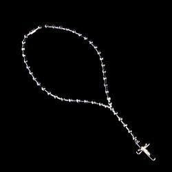 Amazon | [ピンプコード]Pimp Code ブラックストーン ミラーボールカット&チューブ ホワイトジーザス クロス ヘマタイト ロザリオ45cm | ネックレス 通販