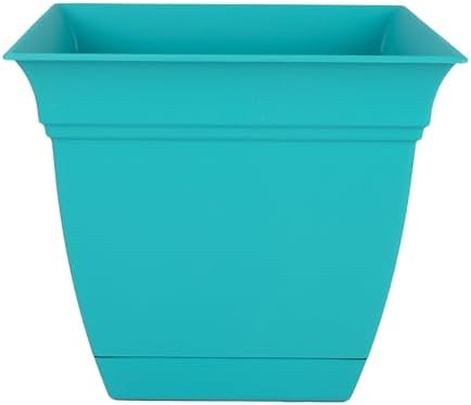 Amazon.com : The HC Companies Eclipse Square Plastic Planter w/Attached ...