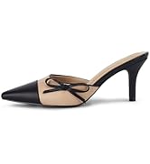 Amazon.com | Coutgo Women's Bow Tie Mule Heels Pointed Toe Studded ...