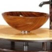 Half-moon Kyoto Sink Cabinet Honey Marble Dark Brown