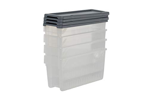 CleanPEAK Set of 4 Small 2 Litre Plastic Stackable Storage Boxes With ...
