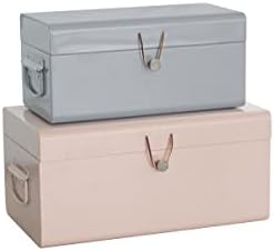 Amazon.com: Beautify Gray Vintage Style Steel Metal Storage Trunk Set ...
