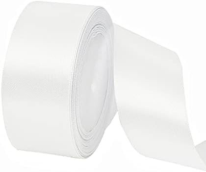 POPOYU 40mm Wide White Ribbon for Crafting, 22M 1.5Inch White Solid ...
