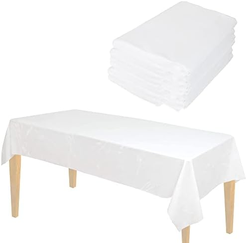 Amazon.com: TULLIPAK Bulk White Plastic Tablecloths | 154 Pack ...