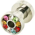 Amazon.com: 6GA Multi CZ Screw Fit Rim Ear Gauge/Flesh Tunnel ...
