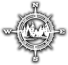 Amazon.com: STICKY DUDE Compass Sticker Trees Lake Sticker, 5 inches ...