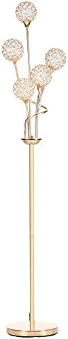 HOMCOM 5-Light Upright Floor Lamps for Living Room with Lampshade ...