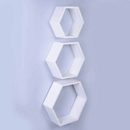 EXOTIC HOME SHOPPEE Hexagon Wall Shelves Wooden Shelf Home Decor Items ...