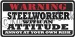 Amazon.com: KustomSkinz Stickers 1-5" Steelworker Warning Attitude ...