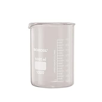 BOROSIL 1000D16 Beaker Griffin Low Form with Spout Graduated ISO 3819 Borosilicate 100 mL (Pack ...