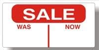 500x Sale was Now RED Sign SELF Adhesive Stickers Sticky Labels Swing ...