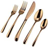 Amazon.com | Flatware Set, DEALIGHT Silverware Set, 5-Piece Heavy-Duty ...