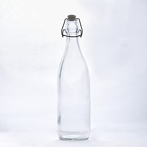 Glastic Swing Top Round Glass Water Bottle – 1000 ml Transparent ...