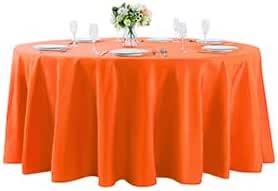 Amazon.com: 132 inch Round Tablecloth Washable Polyester Table Cloth ...