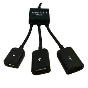3 in 1 USB Type-C Hub to Micro USB & USB Female Port Cable Adapter ...