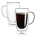Amazon.com | Aurzen 2 Pack Double Walled Glass Coffee Mugs with Handles ...