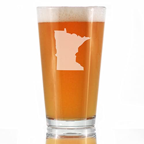 Amazon.com: Minnesota State Outline Pint Glass for Beer - State Themed ...