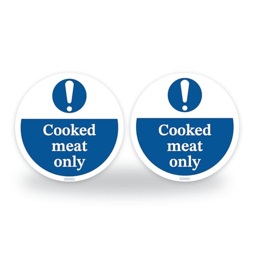 Set of 2 Cooked meat only Kitchen Signs - 95mm Waterproof Hygiene ...