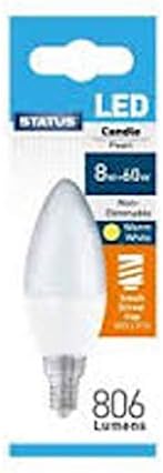 8w Led Energy Saving Candle Lamp 806 Lumens 60w Light Output SES/E14 ...
