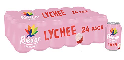 Rubicon 24 Pack Sparkling Lychee Flavoured Fizzy Drink with Real Fruit ...