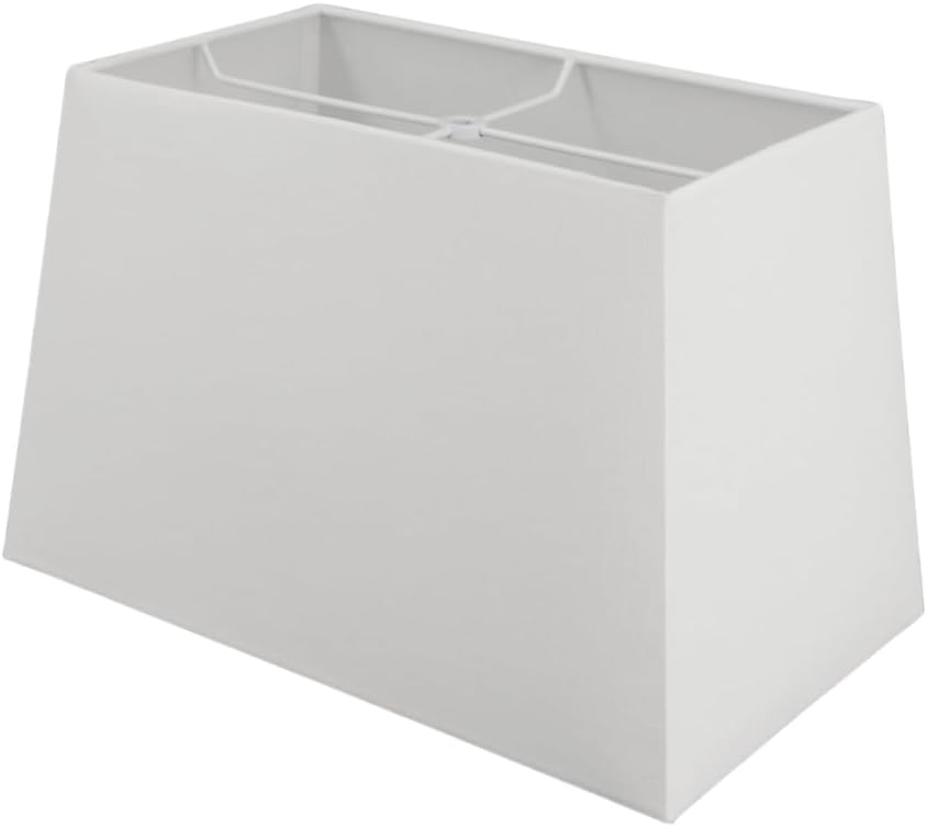 Large Rectangle Lamp Shade in White Linen Fabric with Spider Assembly ...