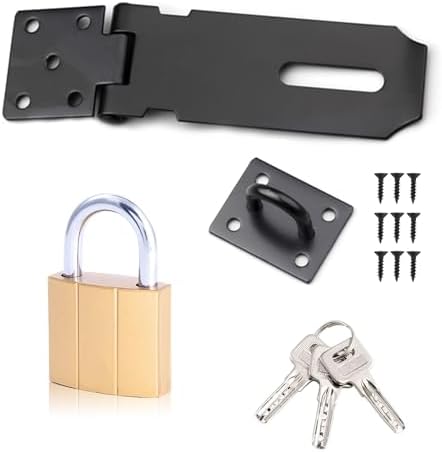 4 Inch Padlock Hasp and Staple with Padlock, Stainless Steel Shed Locks ...