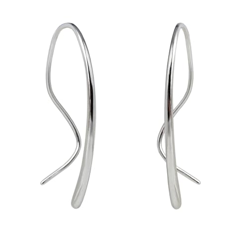 Amazon.com: Pull Through Earrings 925 Sterling Silver Handmade Curved ...