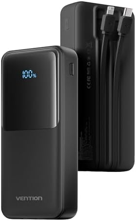 VENTION Powerbank 20000 mAh with USB-C Cable, 22.5 W Quick Charge for ...