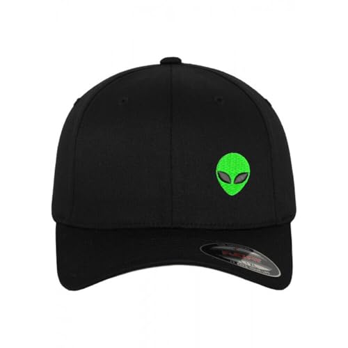 Amazon.com: Alien embroidered flex fit baseball cap- Black cap, fitted cap (L/XL) : Clothing ...