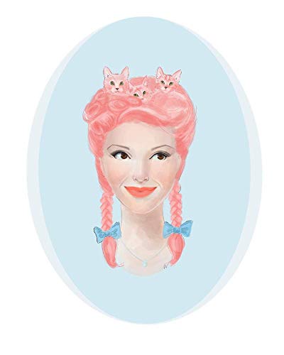 Amazon.com: Pinup Girl with Pink Hair and 3 Kitty Cats JILL Art Print ...